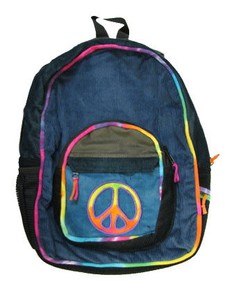 Medium Peace Sign Backpack With Tie Dye Accents: Woodstock Trading Company