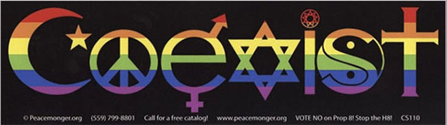 Coexist Rainbow Pride Color Bumper Sticker: Woodstock Trading Company