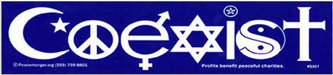 Coexist Interfaith Symbols Bumper Sticker: Woodstock Trading Company