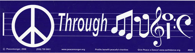 Peace Through Music Symbol Glyphs Bumper Sticker: Woodstock Trading Company
